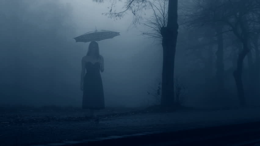 Horror Scene Of A Scary Woman The Female Bogey In The Mist Stock