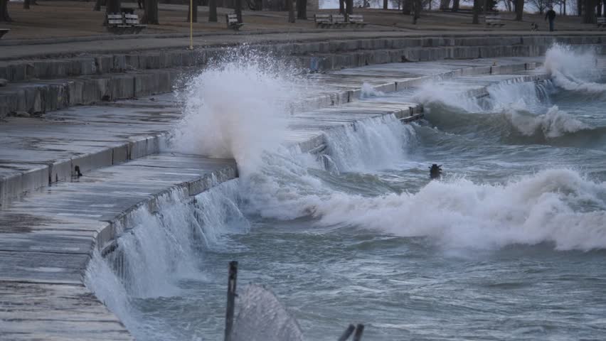 Waves crashing on shore in Michigan image - Free stock photo - Public ...