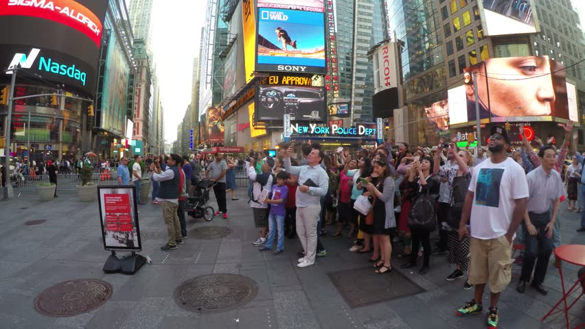 NEW YORK CIRCA 2015: Slow Motion Pedestrians Walking In Times Square ...