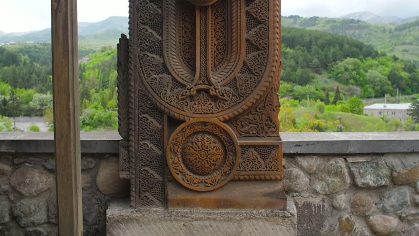 Beautiful Ancient Khachkar Monument, Stone Stock Footage Video (100% ...