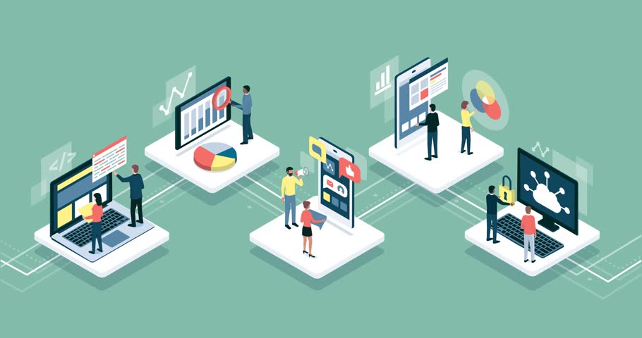 Web Development, Communication Technology, Social Stock Footage Video ...