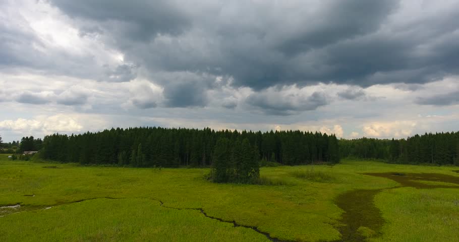 Panoramic Swamp landscape with sky and clouds image - Free stock photo ...