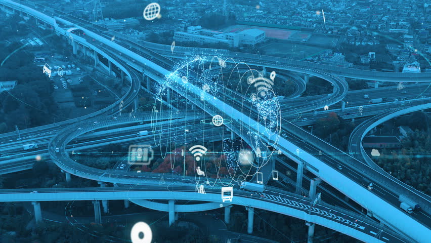 Smart Transportation and Communication Network Stock Footage Video (100 ...