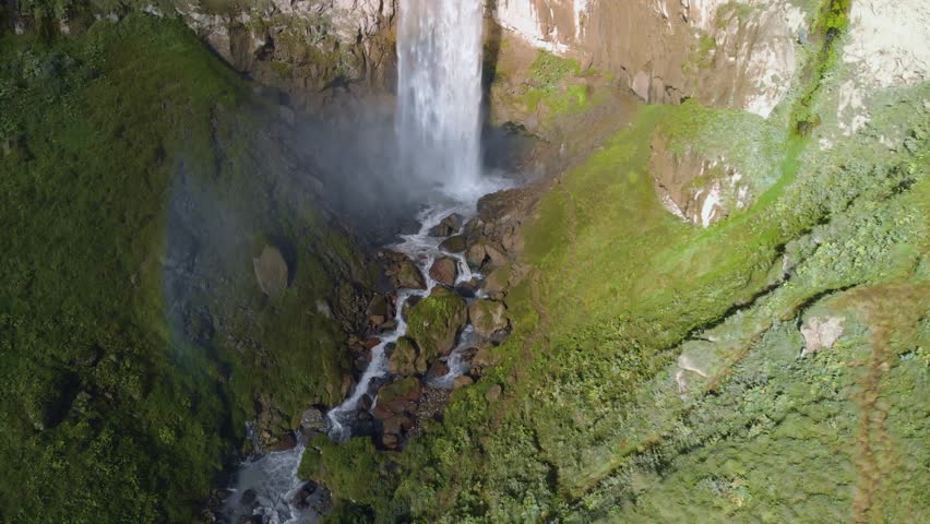 Waterfall and rainbow wide-angle image - Free stock photo - Public ...