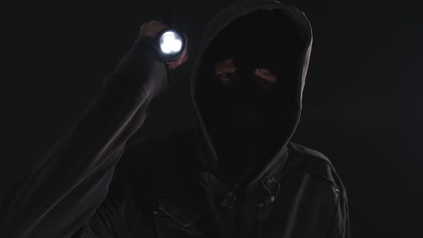 Burglar Intruder with Flashlight in Stock Footage Video (100% Royalty ...