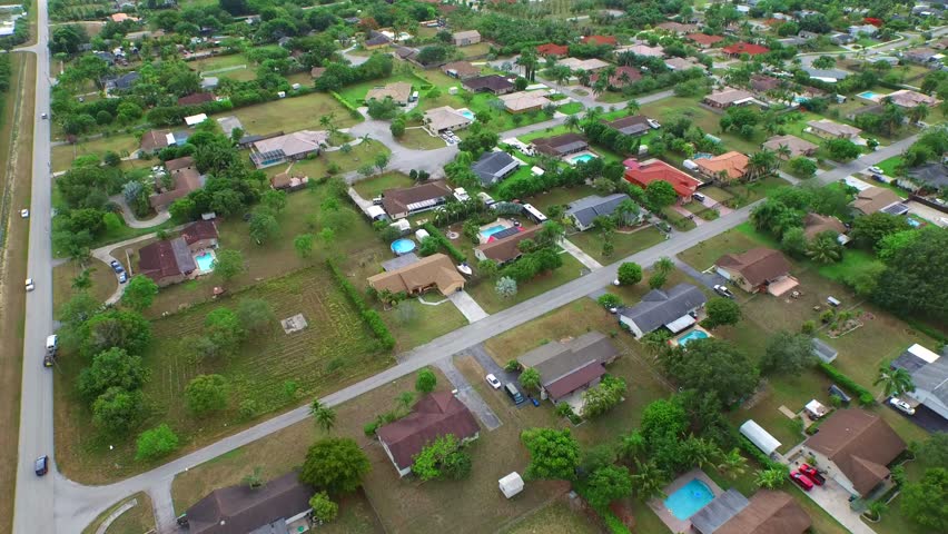 Aerial Video Of Homes On Acres Of Land In Homestead FL Stock Footage ...