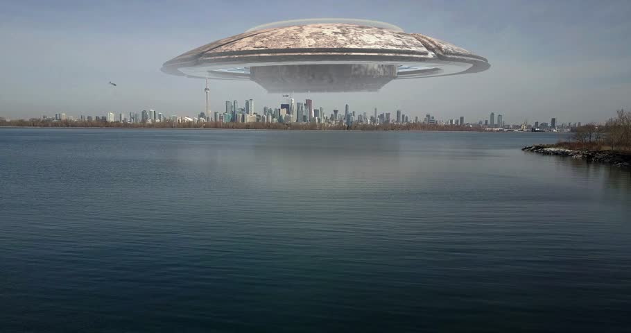 Alien Spaceship hovering over the city image - Free stock photo ...