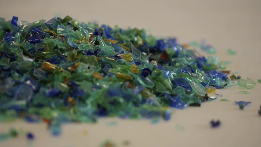 Colored Chips of Recycled Plastic-pan-plastic Stock Footage Video (100% ...