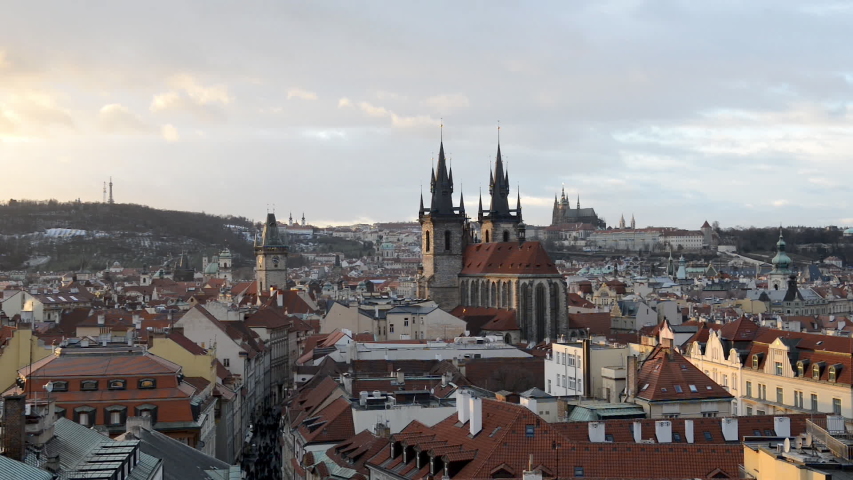 Cityscape and rooftops and Urban landscape in Prague, Czech Republic ...