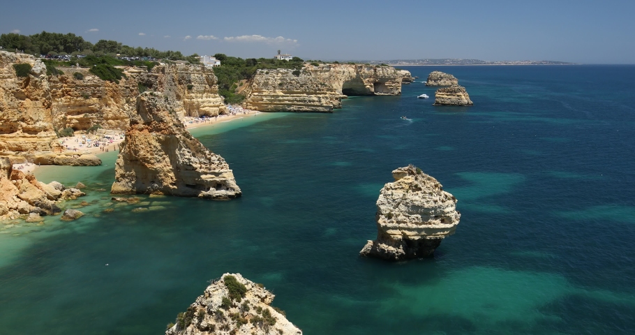 Landscape of the shoreline and rocks and water in Portugal image - Free ...