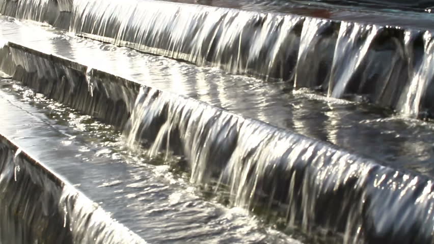 Stock video of close-up water fountain with stepped fall. | 10437953 ...