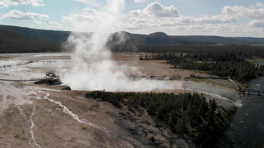 Beautiful river landscape with steam from the Geyser image - Free stock ...