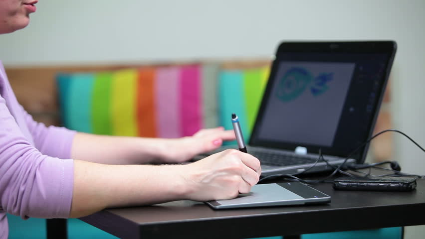 Laptop and Drawing Tablet for Stock Footage Video (100% Royalty-free ...