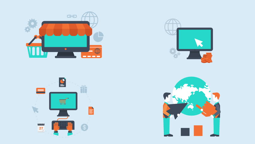 Cloud Computing. Loop Animation Of Digital Devices And Communication ...