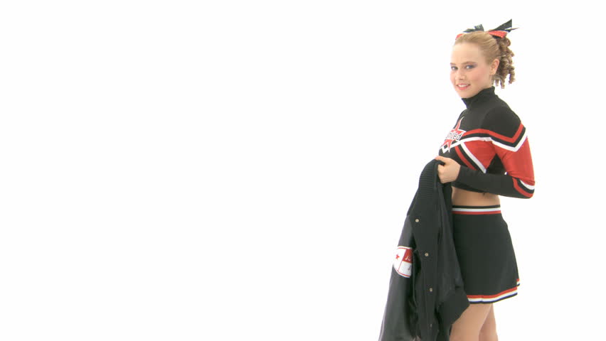 Stock video of cheerleader throws jacket over her shoulder | 1089793 ...