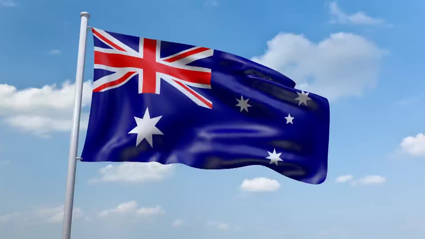 Stock video of australian flag in the blue sky | 1096333 | Shutterstock