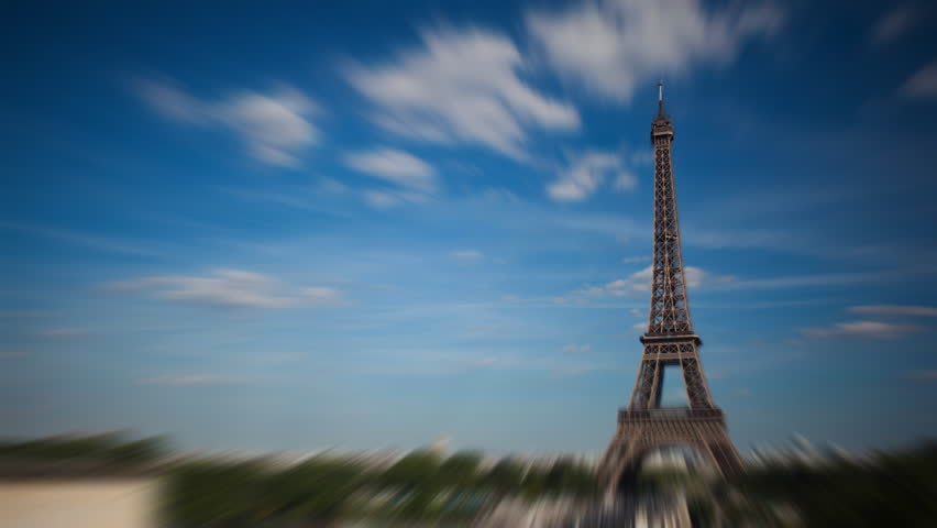Eiffel Tower Figure With Traffic Blurred Background Stock Footage Video ...