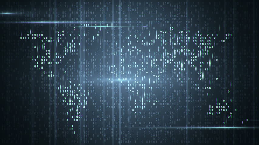 Computer Program Code Running In A Virtual Space. Loopable. 360. Blue ...