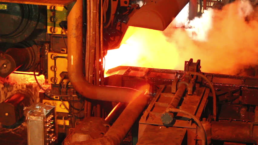 Hot Slab Are Moving In Mill, Production Of Steel Plants That Look Very ...