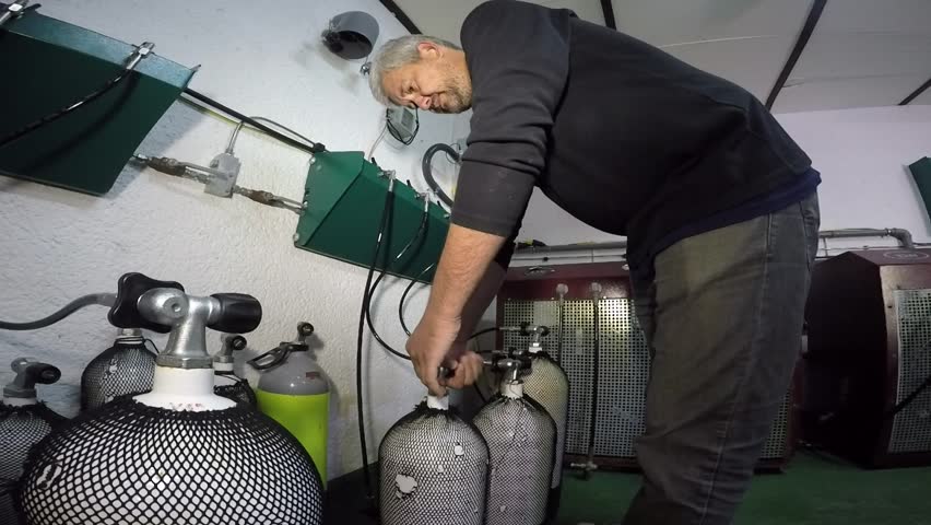 Man Refilling Scuba Diving Air Stock Footage Video (100% Royalty-free ...