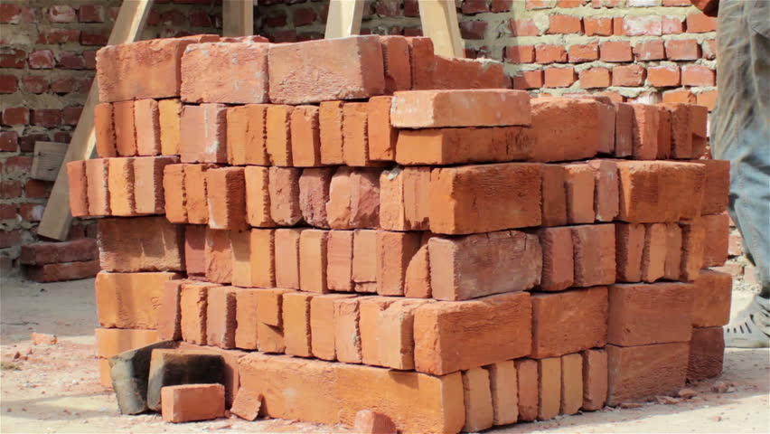 Big Bricks Being Piled Up For Construction. These Bricks Are To Be Used ...