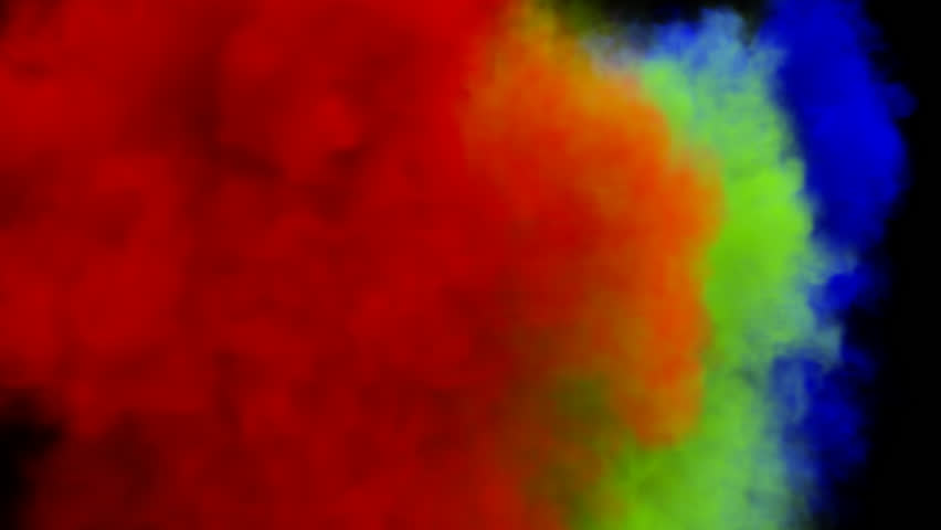 Animated Streams Of Red, Green, Blue (RGB) Gas Or Smoke Mixing With ...