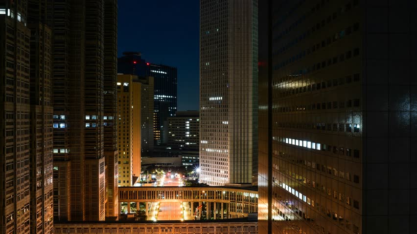 Shinjuku, Tokyo Elevator View Of The Cityscape. Stock Footage Video ...