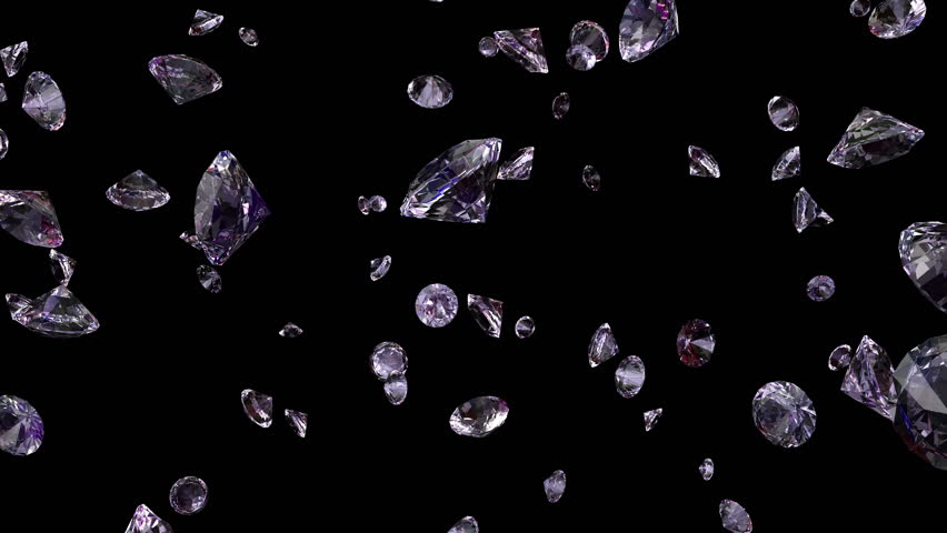 Slowly Falling Shiny Diamonds 4K Computer Render 3D Animation. Seamless ...