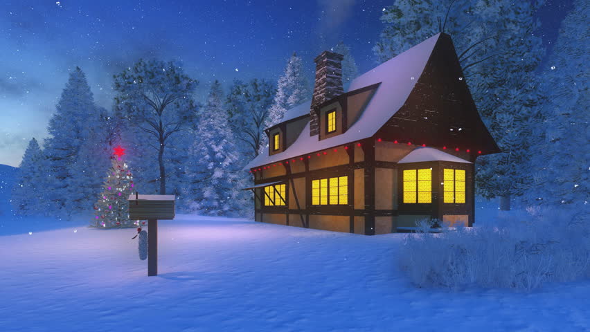 Timelapse 4K Of Stars Over Timber House At Winter Night Then Clouds ...