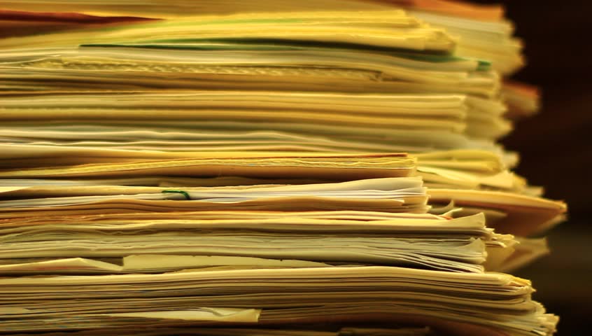 Stacks Of Old Papers, Old Office Documents, Old Paper Work. Stockvideos ...