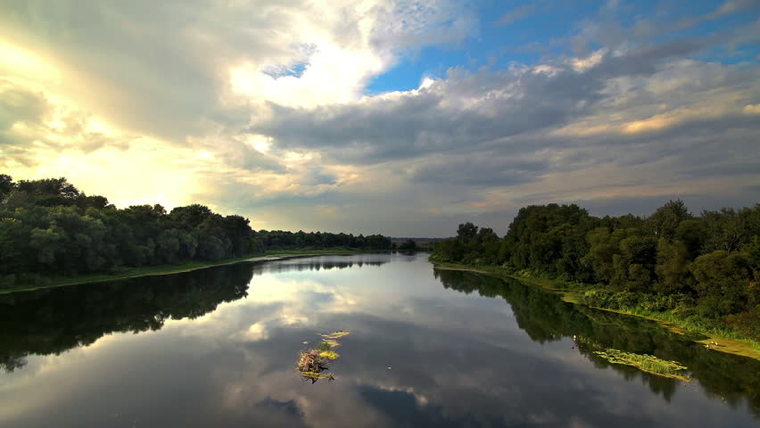 Timelapse Summer Landscape Seim River. Stock Footage Video (100% ...
