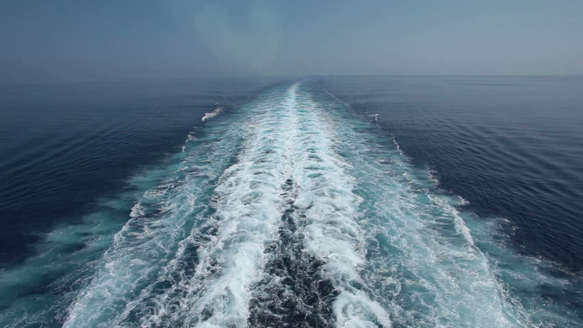 Stock Video Clip of Ocean and Mediterranean Sea wake behind large ...