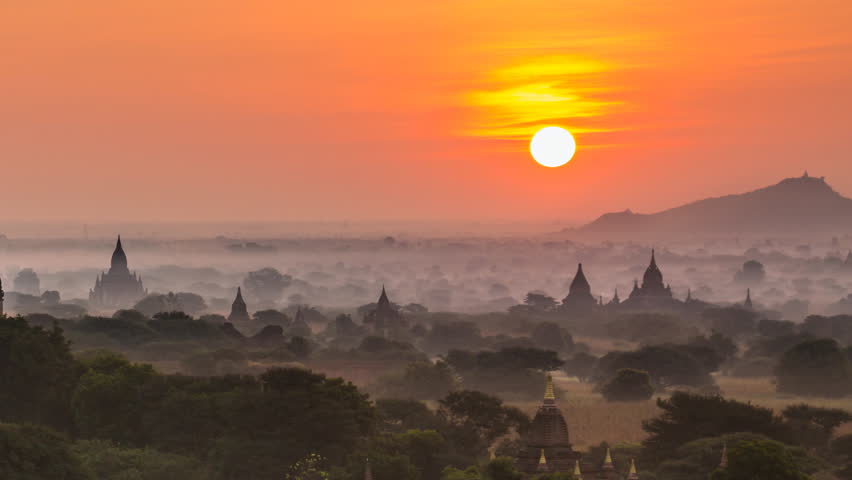 Ancient City Of Bagan Myanmar (Burma) At Sunset Stock Footage Video ...