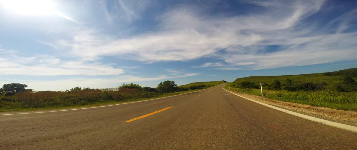 Driving USA: The Open Road Beautiful Point Of View Shot Driving On Long ...
