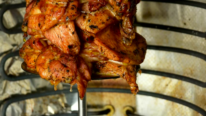Chicken Vertical Spit Oven, Skewered Stock Footage Video (100% Royalty ...