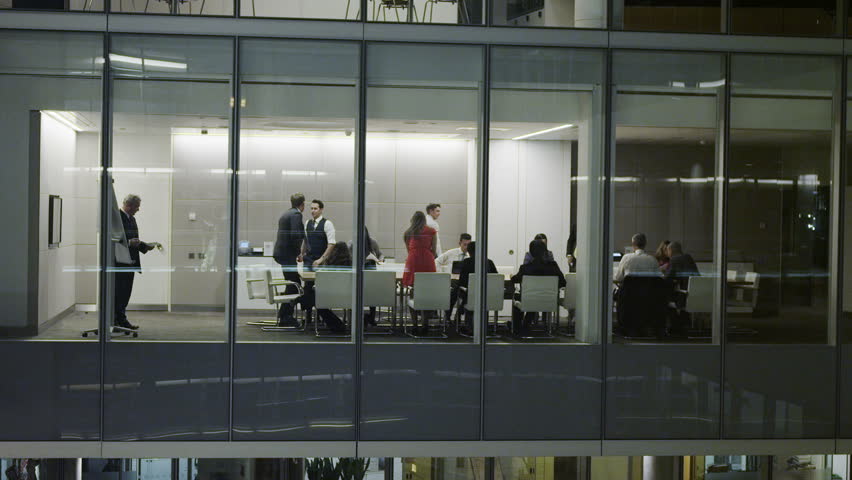 Time Lapse Of Busy City Office Workers Together In Large Modern Office ...