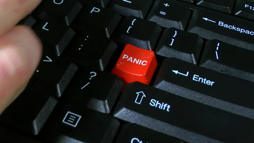 Stock Video Clip of Panic Button Slow Push In. Stressed business ...