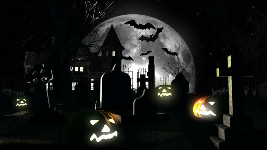 Halloween Graveyard Walk Through. Walking Through A 3D Cartoon ...