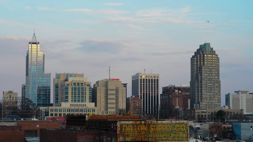 Downtown Raleigh Skyline at Sunset Stock Footage Video (100% Royalty ...