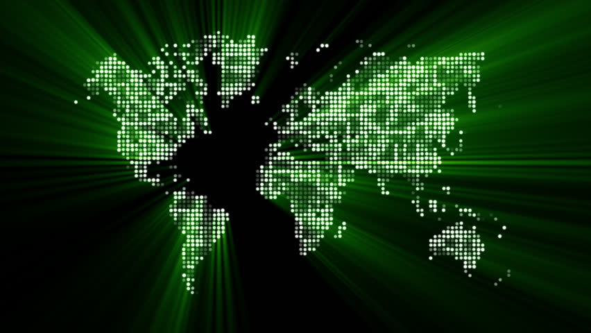 Numbers And Symbols Form The World Map, Green Tint. 4K Resolution ...