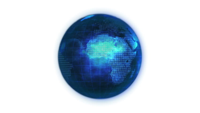 Animated Blue Earth With Orange Connections Against A White Background ...