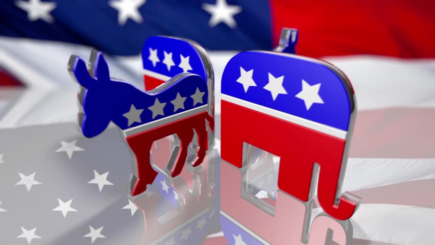 Looping Republican Party Symbol Crest Over Republican American Flag ...