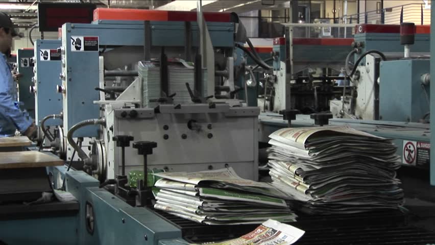 Workers Man the Printing Presses Stock Footage Video (100% Royalty-free ...