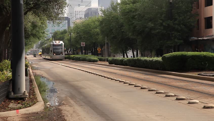 HOUSTON, TX - 2014: Houston Texas METRORail Light Rail Station On Main ...