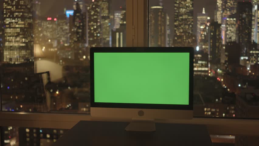 Green-screen Covered Computer Screen in Stock Footage Video (100% ...