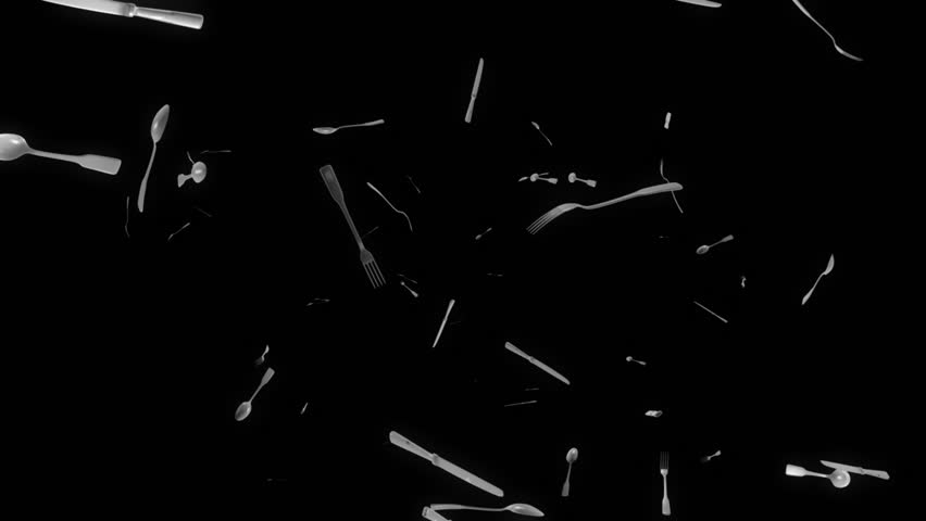 Falling Silverware Flatware Loop Three Stock Footage Video (100% ...