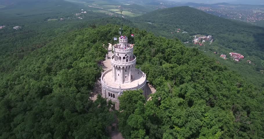 Aerial Footage From A Drone Shows The Elizabeth Lookout In Budapest ...