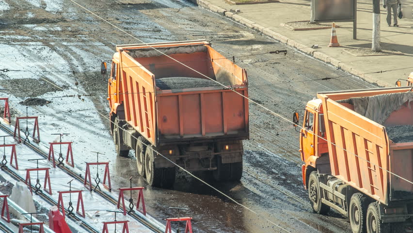 Rear End Dumper Unloading Asphalt Stock Footage Video (100% Royalty ...