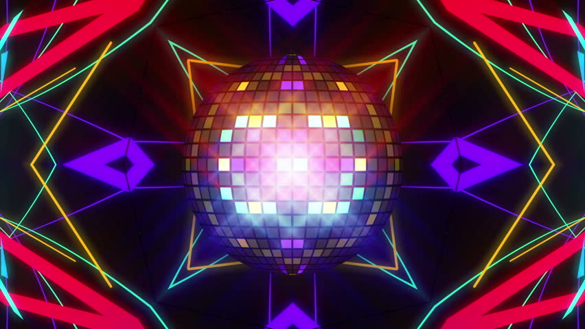 Disco Ball On Lasers Kaleidoscope Background Animation For Music ...