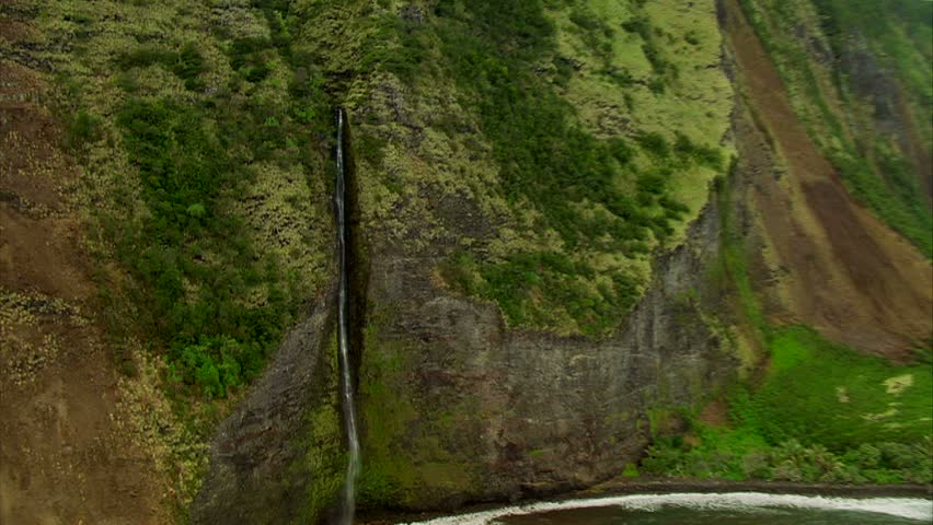 Aerial View Of Hamakua Coast Waterfall, Hamakua Coast, Hawaii Stock ...